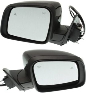 kool vue driver & passenger side power heated mirrors for dodge durango 2011-2022 with signal light, blind spot monitor & memory; without auto-dimming paintable