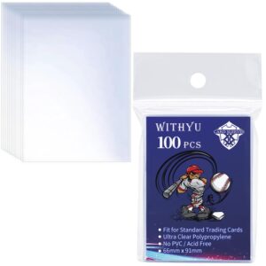 100 pcs soft trading card sleeves, top loading penny card sleeves for standard cards 2.5" x 3.5"，ultra-clear card protector for game cards, baseball,sports cards,mini photos