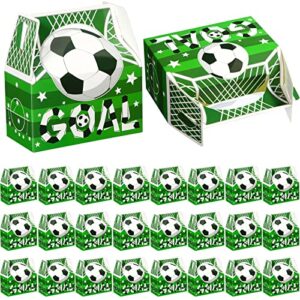 zonon 25 pcs soccer party favor treat boxes soccer candy goodie gift bags soccer party supplies cardboard box for kids soccer sports theme birthday decoration, 4.8 x 2.4 x 5.2 inch