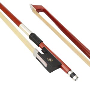 lms violin bow full size 4/4 brazilwood violin bows lightweight bow well balance fiddle bow made with ebony frog mongolian white horse hair for violin student professional (4/4)