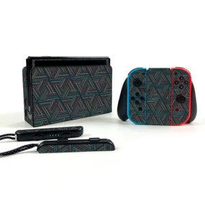 mightyskins skin compatible with nintendo switch oled - triangle stripes | protective, durable, and unique vinyl decal wrap cover | easy to apply, remove and change style | made in the usa