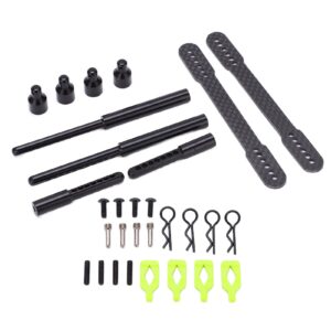 rc car body post mounts, carbon fiber + aluminum alloy rc car front and rear shell column kit compatible for axial scx10 90046 90047