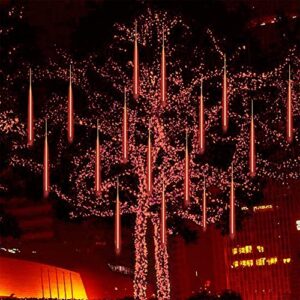 meteor shower rain light 50cm 8 tubes 384 led waterproof icicle falling snowfall lights snow falling for home decor wedding garden, red