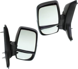 kool vue driver & passenger side non-electric mirrors for ford transit-250 transit-350 transit-150 transit-350 hd 2015-2017 without signal light textured models with medium or high roof