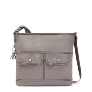 kipling womens women's cooper bag, lightweight handbag, nylon crossbody medium shoulder bag, grey gris m7, 15.25 l x 12.5 h 4 d us