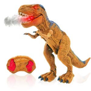 hyrenee remote control dinosaur toy for kids,walking dinosaur t-rex toy with lights,sounds & spray, realistic walking tyrannosaurus rex toy, dinosaur toys for kids 3-5 5-7