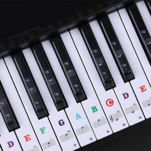 piano keyboard stickers for 88/61/ 54/49 key,removable piano keyboard letters for beginners and kids