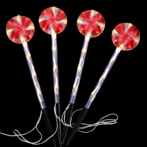 pretyzoom solar pathway lights 1 set christmas pathway marker light led solar powered xmas candy lollipop ground plug light lollipops peppermint sign for home garden patio solar lights