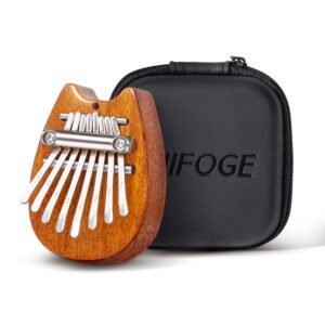 mifoge mini kalimba thumb piano 8keys wooden,exquisite finger piano with lanyard waterproof protective box,musical instrument,gift for toddler child valentines adult beginners