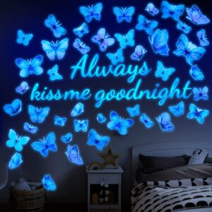 66pcs glow in the dark butterfly wall decals decor butterflies wall stickers 66pcs luminous colorful butterfly wall art decor diy crafts for kids girls bedroom ceiling bathroom