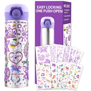 decorate your own water bottle kits for girls age 4-6-7-8-10-12, valentines day gifts for kids with cute stickers arts and crafts for school, birthday easter gifts for girls, back to school supplies