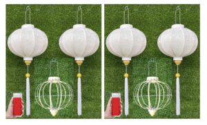 4 vietnamese bamboo silk lantern 14” hoi an lamp vietnam balloon chandeliers décor wedding garden party yard outdoor indoor holiday asian traditional decoration 2rnd-35-whi-4pcs