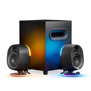 steelseries arena 7 rgb illuminated 2.1 gaming speakers with powerful bass, subwoofer, and bluetooth - for pc, playstation, mobile