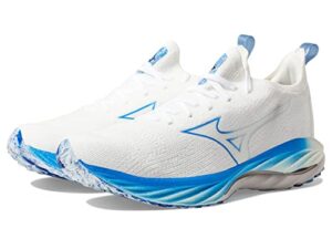 mizuno running men's wave neo wind running shoe, undyed wht-peace blue, 7.5