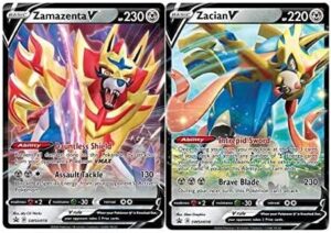 pokemn pokémon zacian v & zamazenta v - 2 card lot - holo black star promo