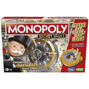 monopoly secret vault board game for kids ages 8 and up, family board game for 2-6 players, includes vault