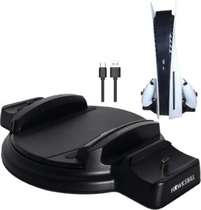 hawksbill ps5 2 in 1 console stand and dual charging station, dualsense, fast charging for playstation 5 controllers