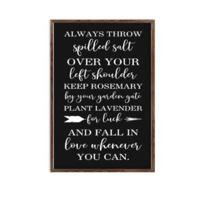 farmhouse wall decor signs always throw spilled salt practical magic sign wooden wall decorative sign home garden decor rustic wood sign for kitchen living room 8x12 inch,white,8 x 12 inch