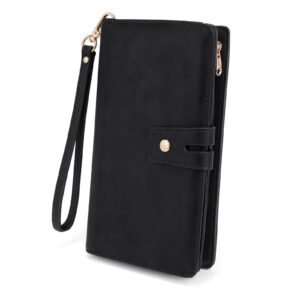 uto rfid wristlet wallet for women detachable checkbook holder card bill phone organizer large clutch purse