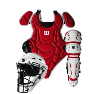 wilson ez gear 2.0 catcher's gear kit - scarlet, small/medium