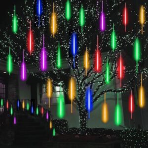 falling rain drop 30cm 8 tubes 240 led waterproof outdoor christmas lights cascading icicle string light for indoor outdoor wedding garden tree home decor, multicolor