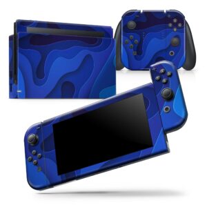 design skinz - compatible with nintendo switch oled console bundle - skin decal protective scratch-resistant removable vinyl wrap cover - 3d blue abstract paper cuts v1