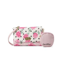 luv betsey foley top handle crossbody white/pink one size