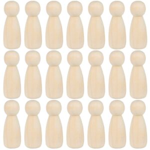 japchet 50 pack 3-1/2 inch large wooden peg dolls, unfinished wooden jumbo peg people wood doll bodies figures for painting, diy art craft projects, home decor