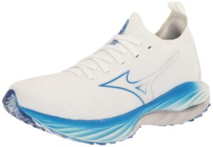 mizuno running women's wave neo wind running shoe, undyed wht-peace blue, 7.5