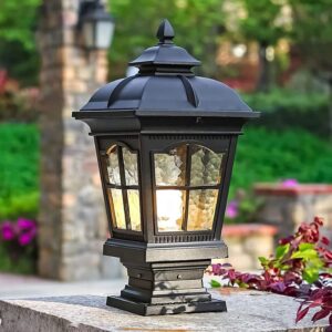 wenzifi outdoor column lights, waterproof post lights fixture aluminium glass modern pillar lights outdoor decorations for patio villa garden fence column post lights e26