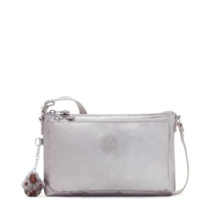 kipling mikaela metallic crossbody bag smooth silver metallic