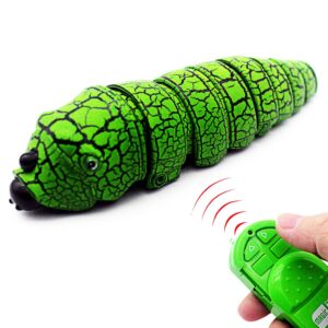 tipmant rc bug remote control worm realistic caterpillar inchworm electronic animal toys fake insect car vehicle kids birthday gifts (green)