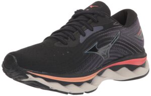 mizuno womens wave sky 6 running shoe, black-quicksilver, 8.5 us