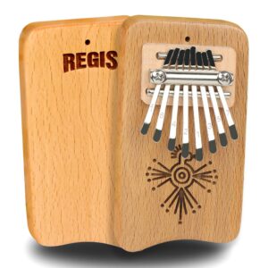 regis kalimba 8 key exquisite finger thumb piano marimba musical good accessory pendant gif (wood color)