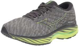 mizuno men's wave rider 26 | neutral running shoe | ultimte grey/neo lime | us 10.5