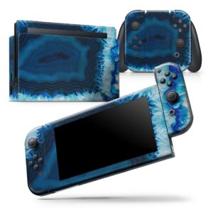 design skinz - compatible with nintendo switch oled dock only - skin decal protective scratch-resistant removable vinyl wrap cover - vivid blue agate crystal