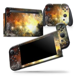 design skinz - compatible with nintendo switch oled dock only - skin decal protective scratch-resistant removable vinyl wrap cover - glowing gold & black nebula