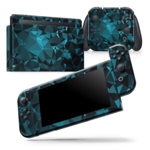 design skinz - compatible with nintendo switch oled console bundle skin decal protective scratch-resistant removable vinyl wrap cover turquoise and black geometric triangles + dock joy‑con