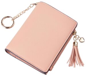 gostwo small wallet women rfid blocking leather credit card wallet with id window and zippered coin pocket tassel cute wallet