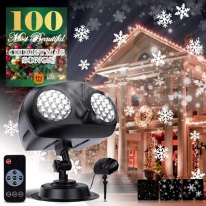 2022 snowflake projector lights remote controlled, upgraded rotating snowfall led lighting projector landscape waterproof for garden patio indoor home wedding party holiday decorations