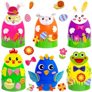 fancy land easter egg decorating kit foam easter animal craft kits for kids with plastic eggs 24 pack