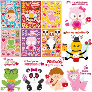 valentines day crafts for kids valentine stickers 36 pcs sheets, diy valentine's cards, art kit for girls, boys or toddler, perfect for party games, school activities supplies, classroom decoration