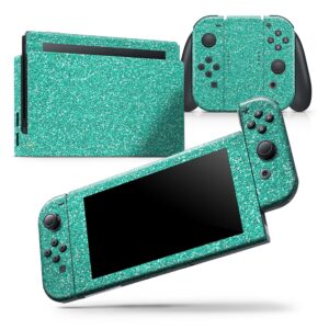 design skinz - compatible with nintendo switch oled console + joy-con - skin decal protective scratch-resistant removable vinyl wrap cover - sparkling teal ultra metallic glitter