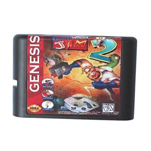 devone earthworm jim 2 16 bit md game card for sega mega drive for genesis (black)