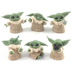 happay 6pcs baby yoda set, 2.2-inch action figures, adorable dolls for kids, fun collectible toys