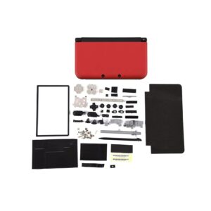 rannyy case, full housing case cover shell repair parts complete fix replacement kit for 3ds xl (red)