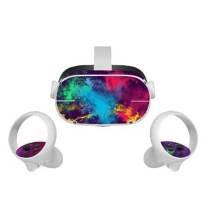 zybergears vr stickers compatible with quest 2 headset skin controllers skin traceless frosting protective accessories - splash color