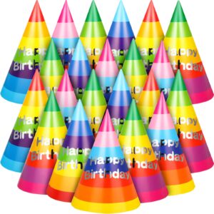 geyoga 60 pieces birthday party hats rainbow birthday hats for kids paper cone hats for adults fun colorful party hats happy birthday cap art craft caps for kids adults birthday party supplies