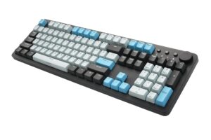 i-rocks k73m mechanical gaming keyboard with media control knob, 107 keys, pbt keycaps, multimedia hotkeys, detachable usb-c cable (cherry mx brown switches, cyberpunk blue)