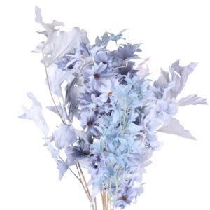 flogor fake flowers artificial flower blue flower arrangements large size flores artificiales para decoracion wedding bouquets decorations plastic floral for home garden decor (light blue)